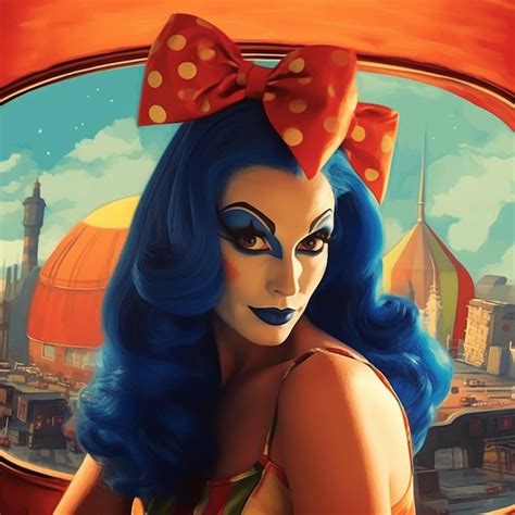Arafed Woman With Blue Hair And A Bow In A Car Generative Ai Premium Ai Generated Image