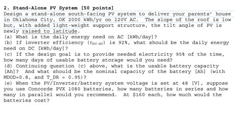 Solved Stand Alone PV System Points Design A Chegg