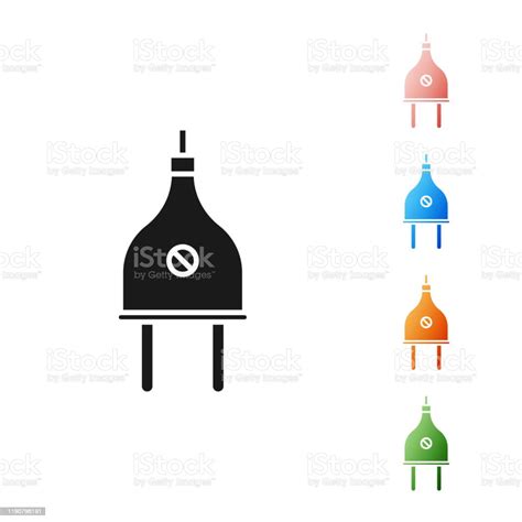흰색 배경에 격리 된 검은 색 전기 플러그 아이콘입니다 연결 및 전기의 분리의 개념 다채로운 아이콘을 설정합니다 벡터