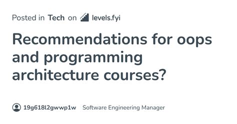 Recommendations For Oops And Programming Architecture Courses Levels