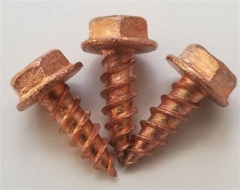 Copper Screws Solid 8 X 1 2 Self Piercing Hex Head Pkg Of 50 Etsy