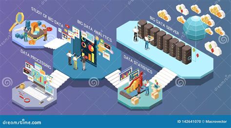 big data analytics isometric composition stock vector illustration of