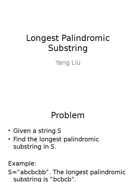 longest palindromic substring yang liu pdf time complexity computer science