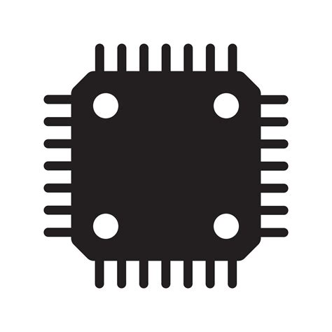 Computer Chip Icon Cpu Microprocessor Chip Icon Electronic Chip Vector Icon Isolated On White