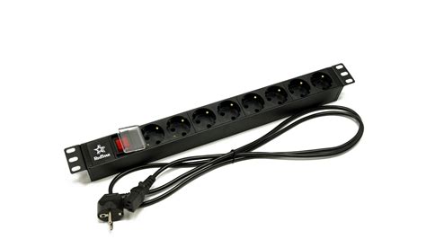 Блок розеток 19 1u 8 розеток Schuko выключатель с подсветкой однофазный 10a без кабеля