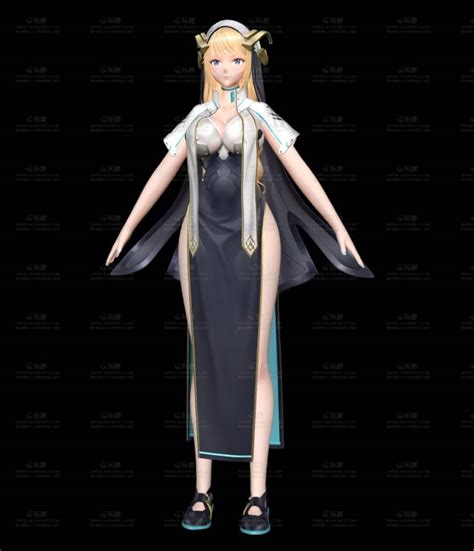 旗袍卡通御姐blend模型 玩酷cg