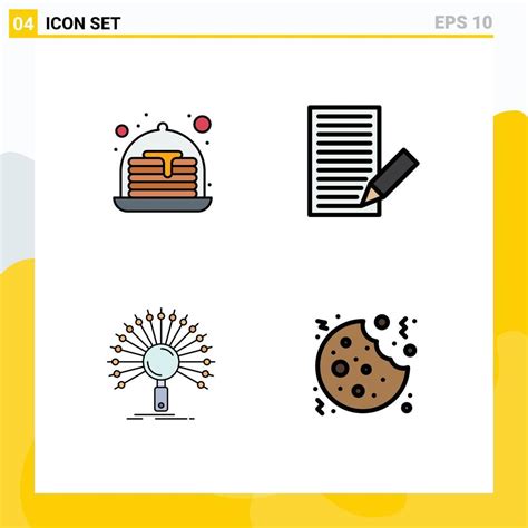 Set Of 4 Vector Filledline Flat Colors On Grid For Cake Information Communication Letter Network