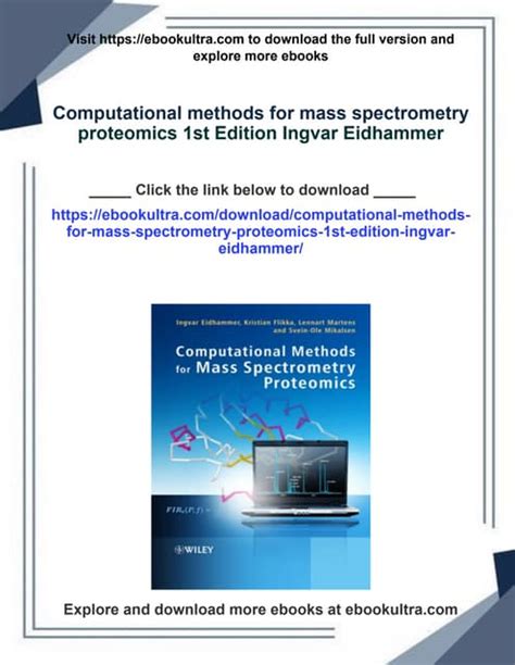 Computational Methods For Mass Spectrometry Proteomics 1st Edition Ingvar Eidhammer Pdf