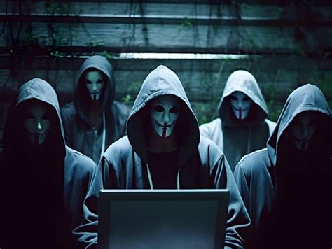 Premium Ai Image Hackers With Hoodies Hacker Group Organization Or