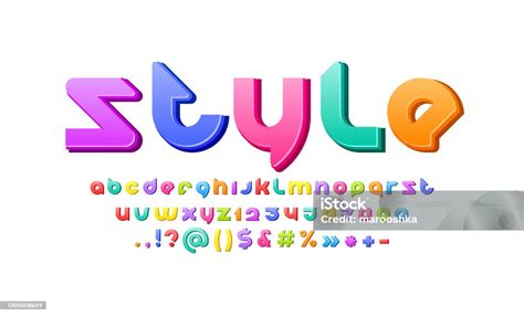 3d 알파벳 밝은 둥근 글꼴 여러 가지 색깔의 문자와 숫자 벡터 일러스트 레이션 10eps 알파벳에 대한 스톡 벡터 아트 및 기타 이미지 Istock