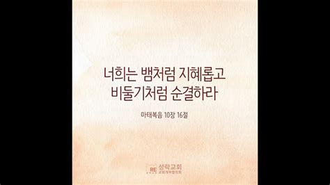 [오늘의 양식] 너희는 뱀처럼 지혜롭고 비둘기처럼 순결하라 Youtube