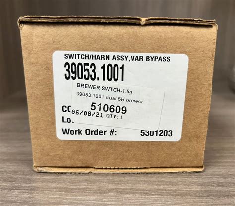 NEW BUNN 39053 1001 SWITCH AND HARNESS ASSEMBLY WITH VARIABLE BYPASS