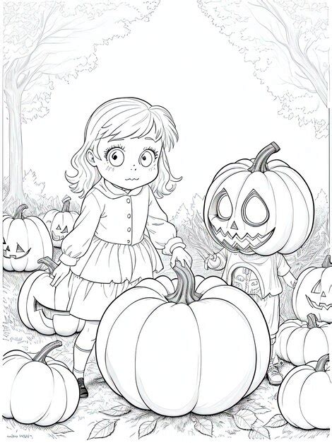 Premium Ai Image Halloween Lineart Coloring Book Spooky Fun Awaits