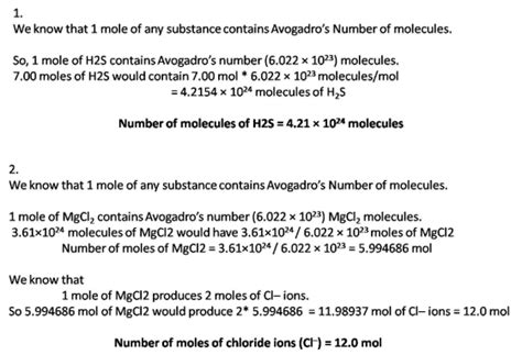 1 Calculate The Number Of Molecules In 7 00 Moles H2s Express Your