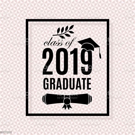 2019 졸업 포스터 모자 스크롤 월계관 창백한 분홍색 원활한 삼각형 배경 초대장 배너 인사말 카드 엽서 벡터 대학원 템플릿입니다 모든 고립 되 고 계층화 된 2019년에