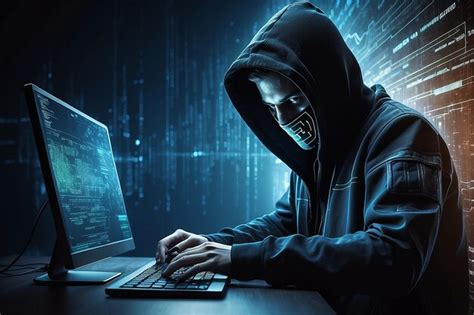 Premium Photo Internet Crime Concept Hacker Working On A Code On Dark Digital Background With