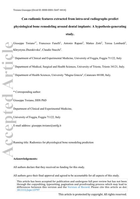 Pdf Can Radiomic Features Extracted From Intra Oral Radiographs