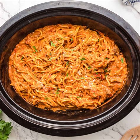 Creamy Crock Pot Spaghetti Real Housemoms