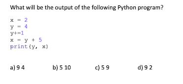 Solved What Will Be The Output Of The Following Python Chegg