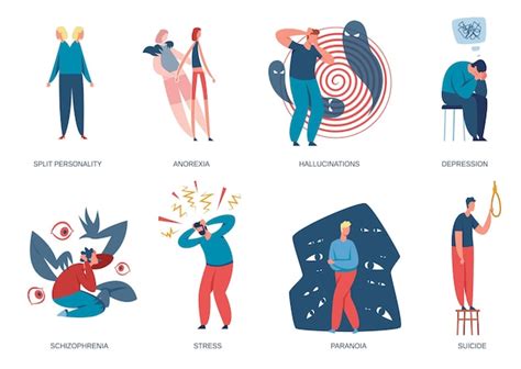 평면 디자인 다른 정신 장애 컬렉션 무료 벡터