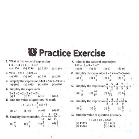 Simplification Exercise Maths Notes Teachmint