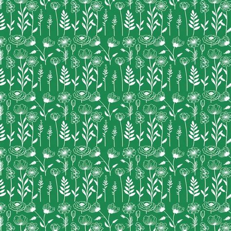 Premium Vector Elegant Floral Pattern With Green Background
