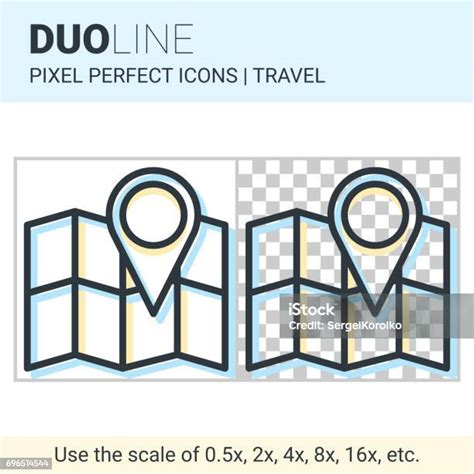 픽셀 완벽 한 듀오 라인 지도 응답 웹 또는 제품 디자인에 대 한 백색과 투명 한 배경에 핀 아이콘 여행 지도 및 탐색에 대 한 웹 사이트 및 애플 리 케이 션에서 사용할