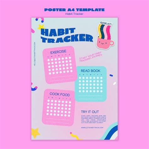 평면 디자인 습관 추적기 템플릿 무료 Psd 파일