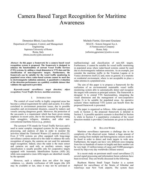 PDF Camera Based Target Recognition For Maritime Awareness