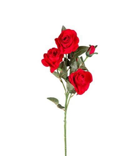 Rose Stick With 3 Flowers Lalco Interiors Red At ₹ 490piece Pune