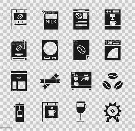 커피 커피 콩 종이 필터 신문 및 전자 비늘 책 거리 간판 및 포스터 아이콘에 대한 메달을 설정합니다 벡터 가방에 대한 스톡