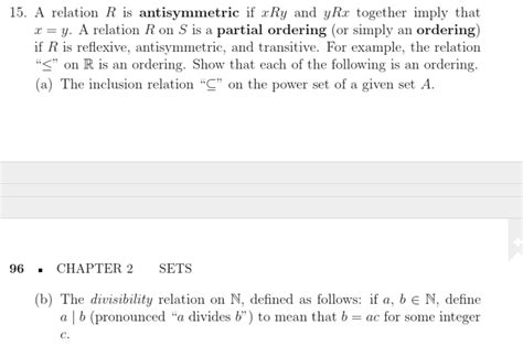 Solved A Relation R Is Antisymmetric If XRy And YRx Chegg
