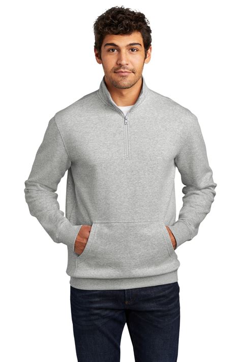 District Vit Fleece 14 Zip Light Heather Grey M