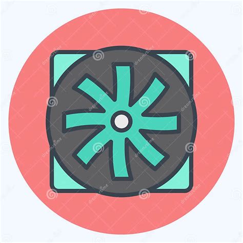 Icon Fan Suitable For Computer Components Symbol Color Mate Style Simple Design Editable