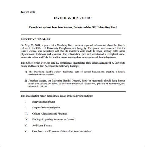 Employee Investigation Report Template
