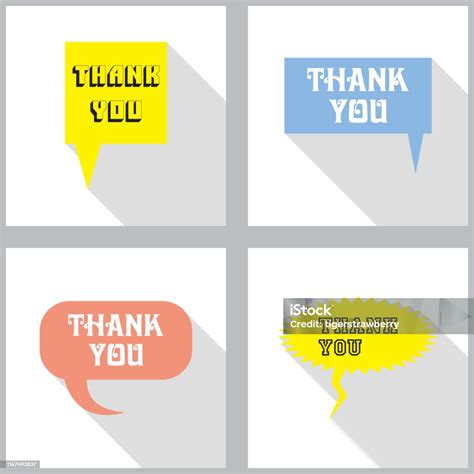 음성 거품 세트입니다 빈티지 단어 거품 만화 모양입니다 감사합니다문구와 그림자와 평면 디자인 생각하고 말하는 구름 개념 벡터