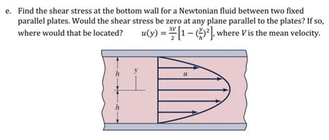 Solved E Find The Shear Stress At The Bottom Wall For A