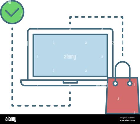 Online Shopping Icon Purchase Via Internet Vector Design Flat Laptop Monitor Screen Paper Shop