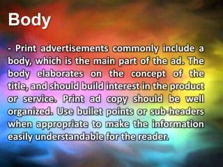 Elements Of A Print Ad PPTX