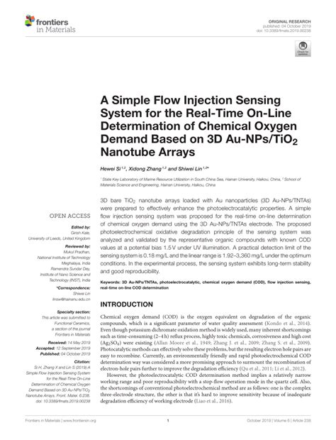 Pdf A Simple Flow Injection Sensing System For The Real Time On Line Determination Of Chemical