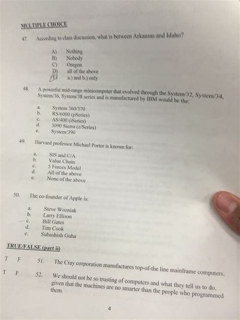 Solved Multiple Choice 47 According To Class Discusson