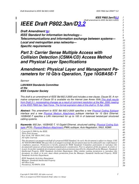 p802 3an d3 2 unapproved ieee draft amendment of ieee standard for