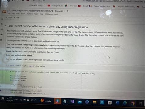Solved CO Linear Regression Assessment Bicycle Ipynb Chegg