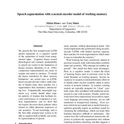 Speech Segmentation With A Neural Encoder Model Of Working Memory Acl Anthology