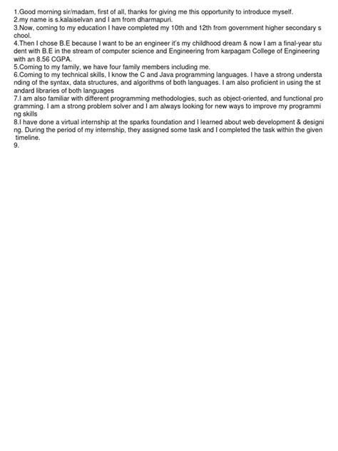 Self Intro Pdf