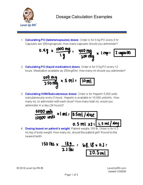 Lrn Dosage Practice Dosage Calculation Examples Calculating Po Tabletscapsules Doses Order