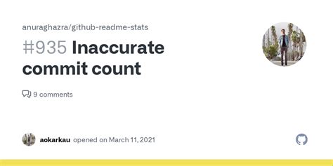 Inaccurate Commit Count · Issue 935 · Anuraghazra Github Readme Stats · Github