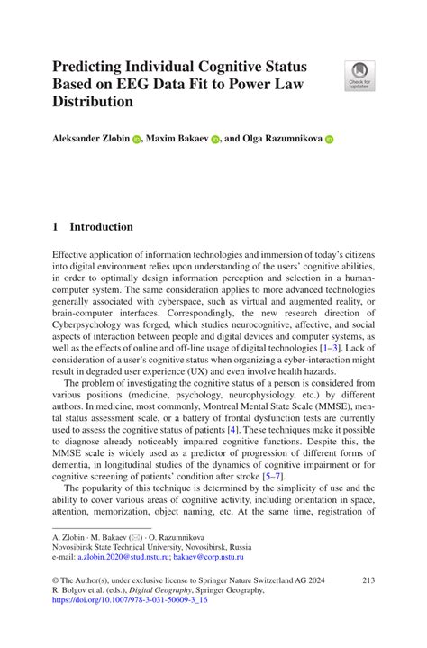 Pdf Predicting Individual Cognitive Status Based On Eeg Data Fit To Power Law Distribution
