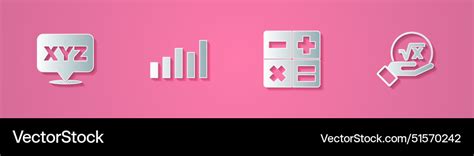 Set Paper Cut Xyz Coordinate System Graph Vector Image