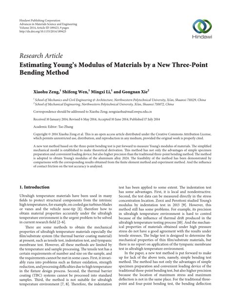 Pdf Estimating Youngs Modulus Of Materials By A New Three Point